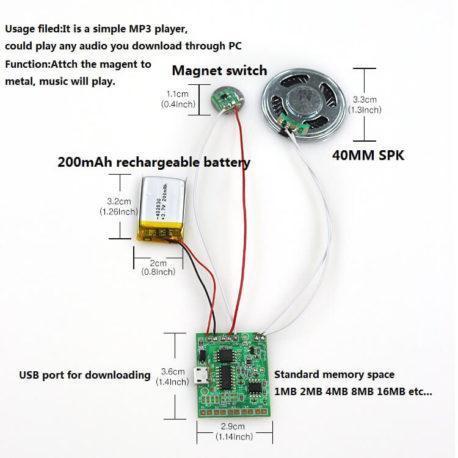 USB Recordable Sound Module with Magnet Switch for Christmas | Funimprint